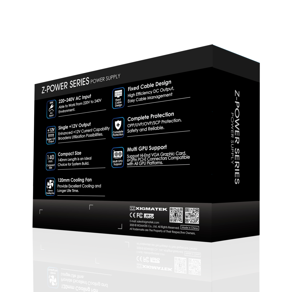 POWER SUPPLY (อุปกรณ์จ่ายไฟ) XIGMATEK Z-POWER BLACK 600W - THREE B ...