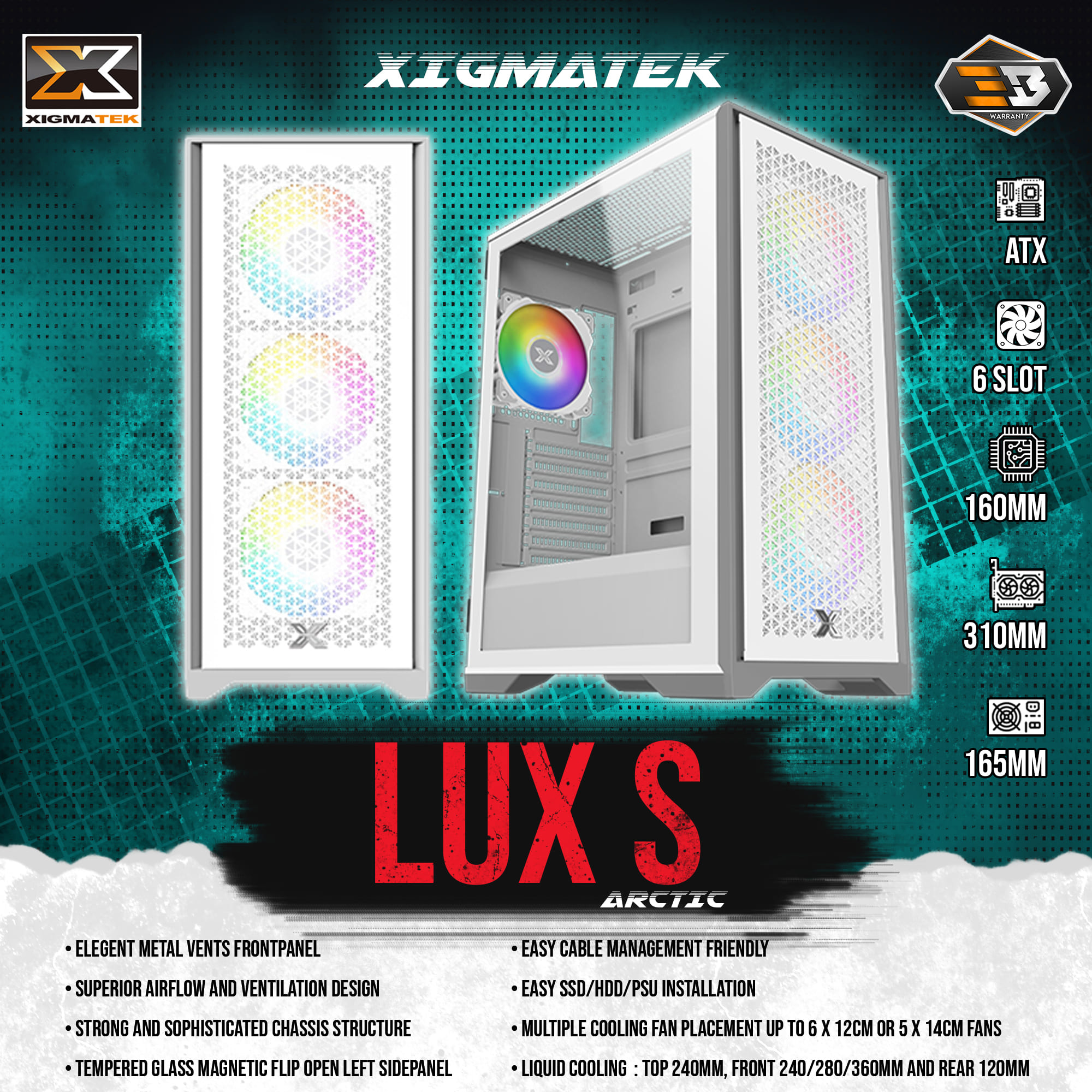 CASE (เคสคอม) XIGMATEK LUX S ARCTIC - THREE B INTERTRADE (THAILAND) CO.,LTD.